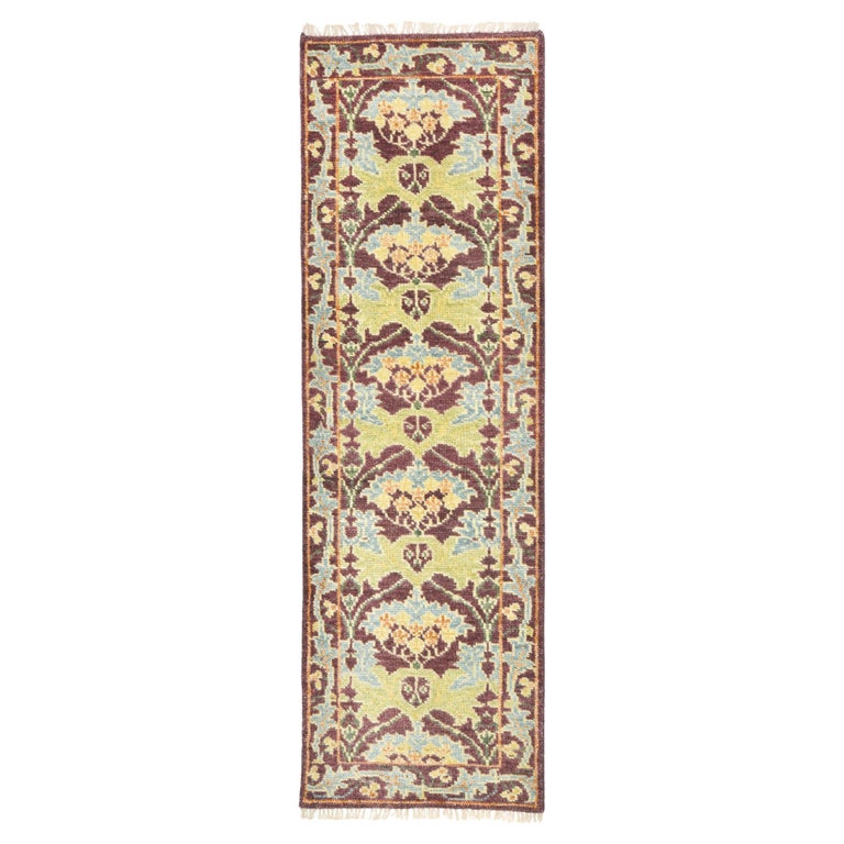 Burgundy William Morris Inspired Runner For Sale at 1stDibs