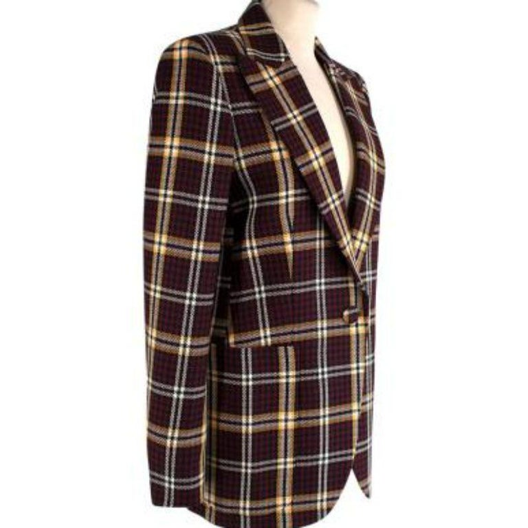 burgundy and yellow check longline tailored jacket For Sale at 1stDibs