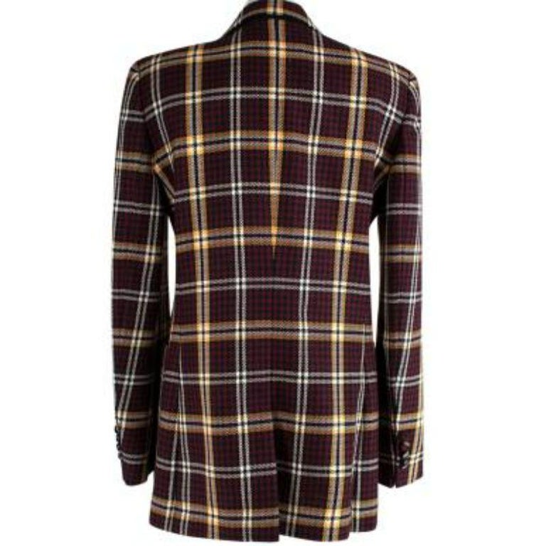 burgundy and yellow check longline tailored jacket For Sale at 1stDibs