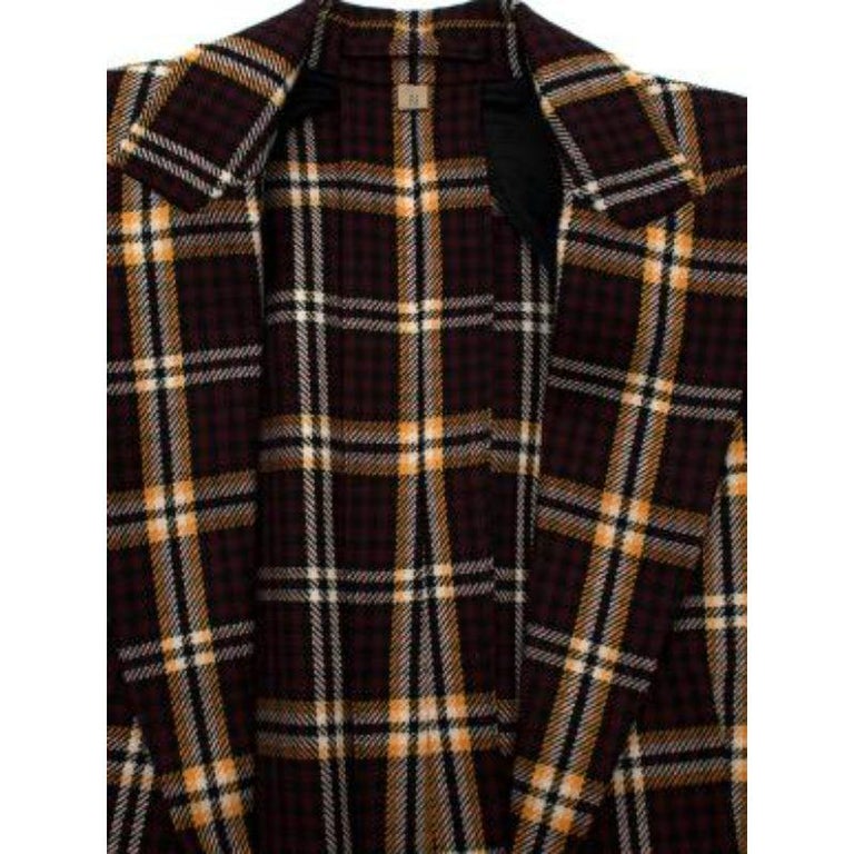 burgundy and yellow check longline tailored jacket For Sale at 1stDibs