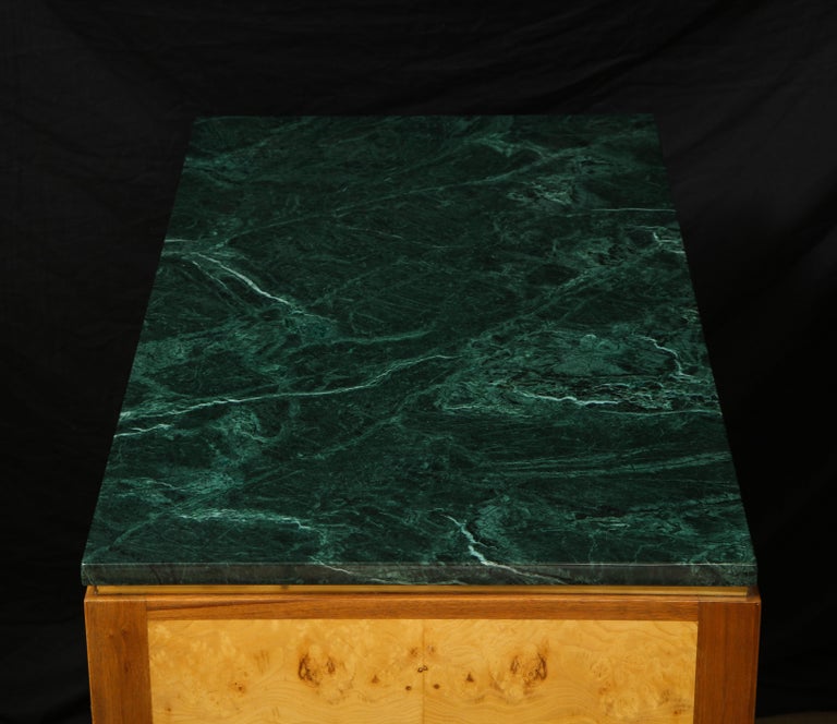 Burl and Walnut Marble Cabinet For Sale at 1stDibs