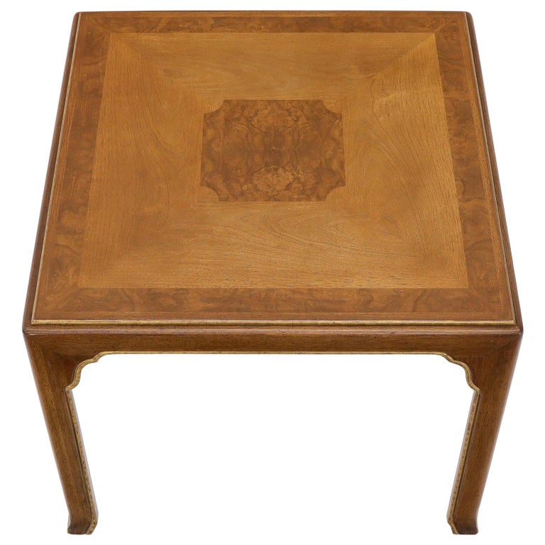 Burl Inlay Square Mid-Century Modern Game Table by John Stuart at ...