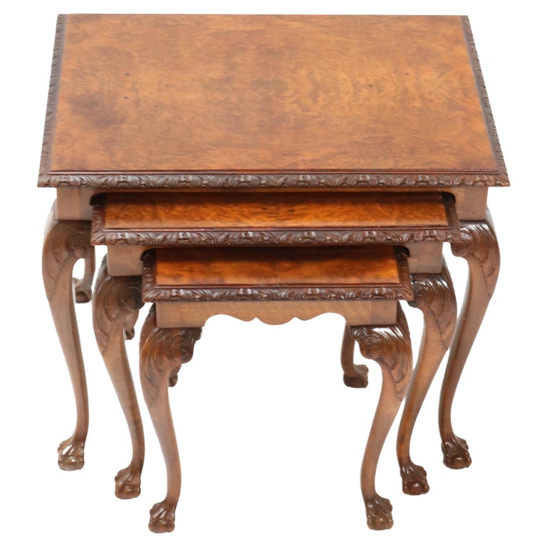 Walnut Chippendale Style Nesting Tables, 1920s For Sale at 1stDibs