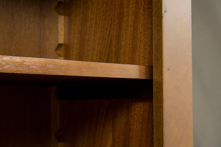 Burl Walnut Low Open Bookcase Short Library Bookshelf at 1stDibs