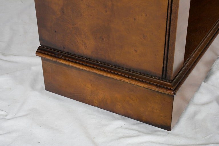 Burl Walnut Low Open Bookcase Short Library Bookshelf at 1stDibs