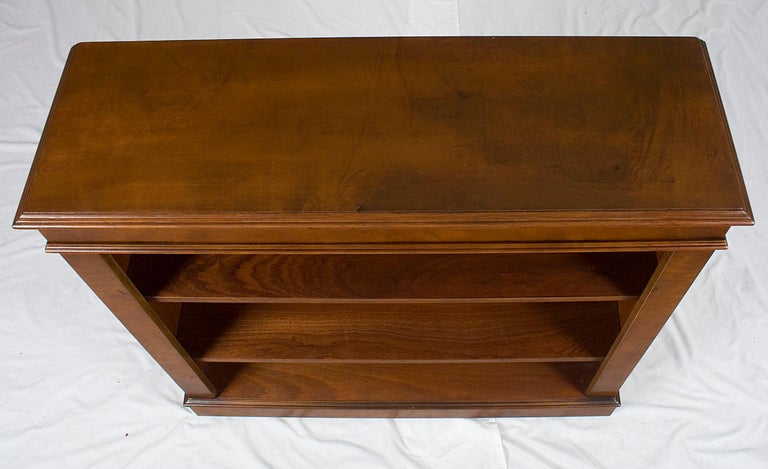 Burl Walnut Low Open Bookcase Short Library Bookshelf at 1stDibs