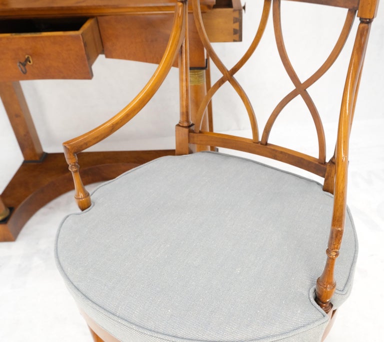 Burl Wood Biedermeier Dressing Table Mirror Matching Chair Cane Seat ...