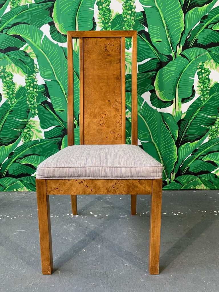 Burl Wood Dining Chairs by Founders Furniture in the Manner of Milo ...