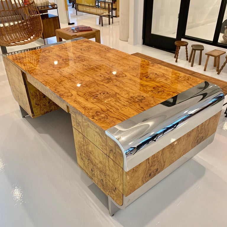 Burl Wood Pace Desk by Irving Rosen at 1stDibs | pace furniture, burl ...