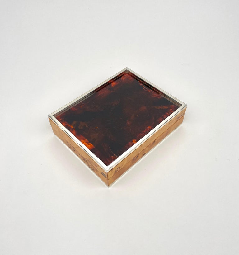 Burl Wood and Tortoiseshell Effect Lucite Box, Italy, 1970s For Sale at ...