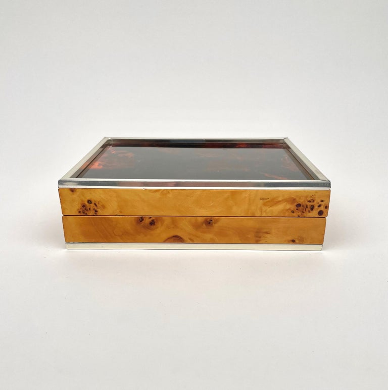 Burl Wood and Tortoiseshell Effect Lucite Box, Italy, 1970s For Sale at ...