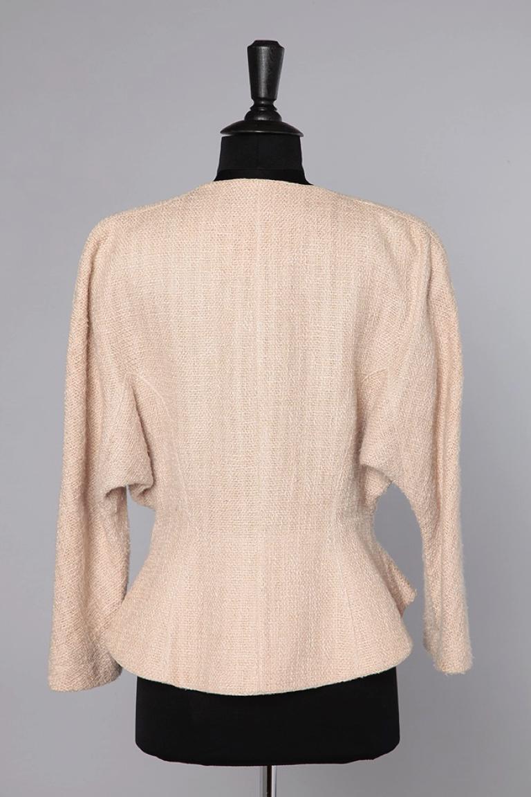 Burlap ( toile de jute ) suit jacket Thierry Mugler For Sale at 1stDibs