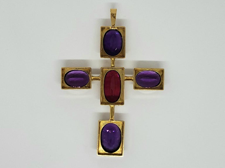 Burle Marx 18 Karat Gold Gemstone Cross Made for Pope John Paul II For ...