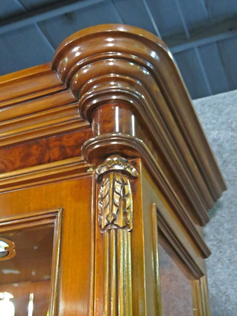 Burled Walnut Lighted Adams Style China Cabinet with Removable Crest ...
