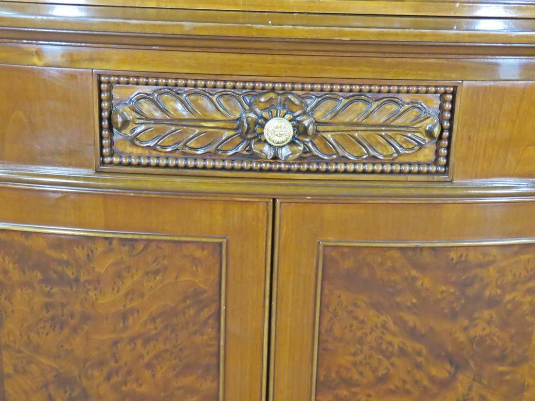 Burled Walnut Lighted Adams Style China Cabinet with Removable Crest ...