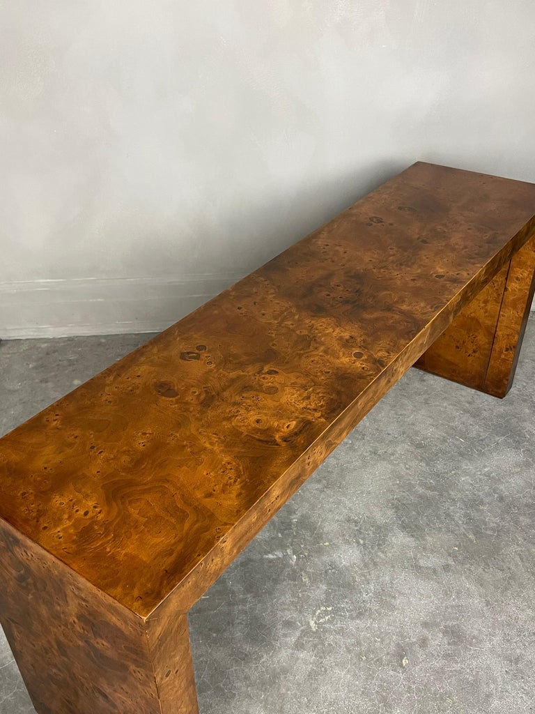 Burlwood Console Table Attributed to Milo Baughman For Sale at 1stDibs