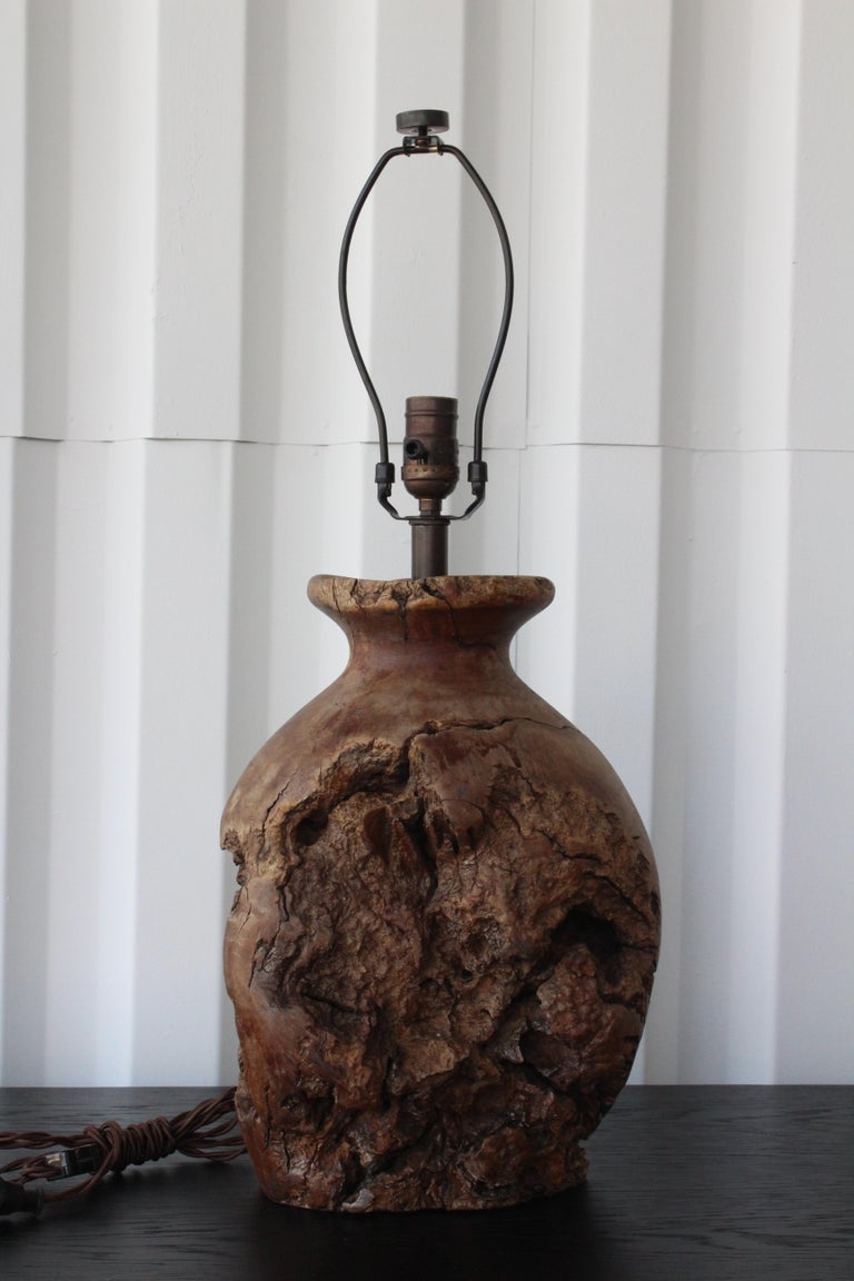 Burl Wood Vase Lamp, U.S.A, 1970s at 1stDibs
