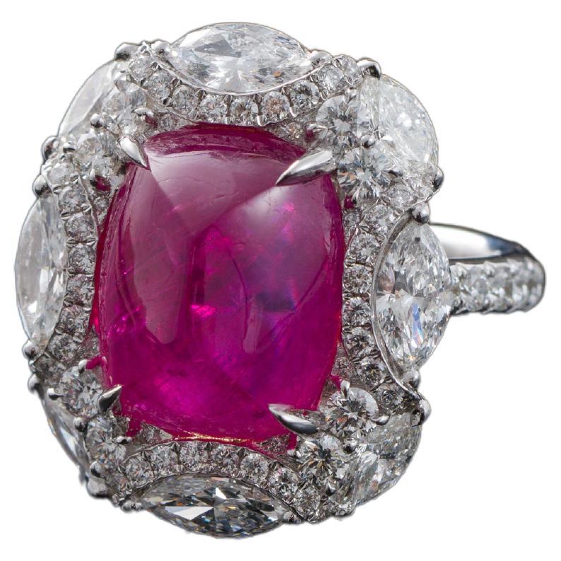 Burma 10.07 Carart Ruby Sugar Loaf Ring For Sale at 1stDibs