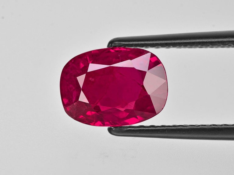 Burma Deep Red No Heat Cushion Cut 4 Carat Ruby Diamond Ring For Sale ...