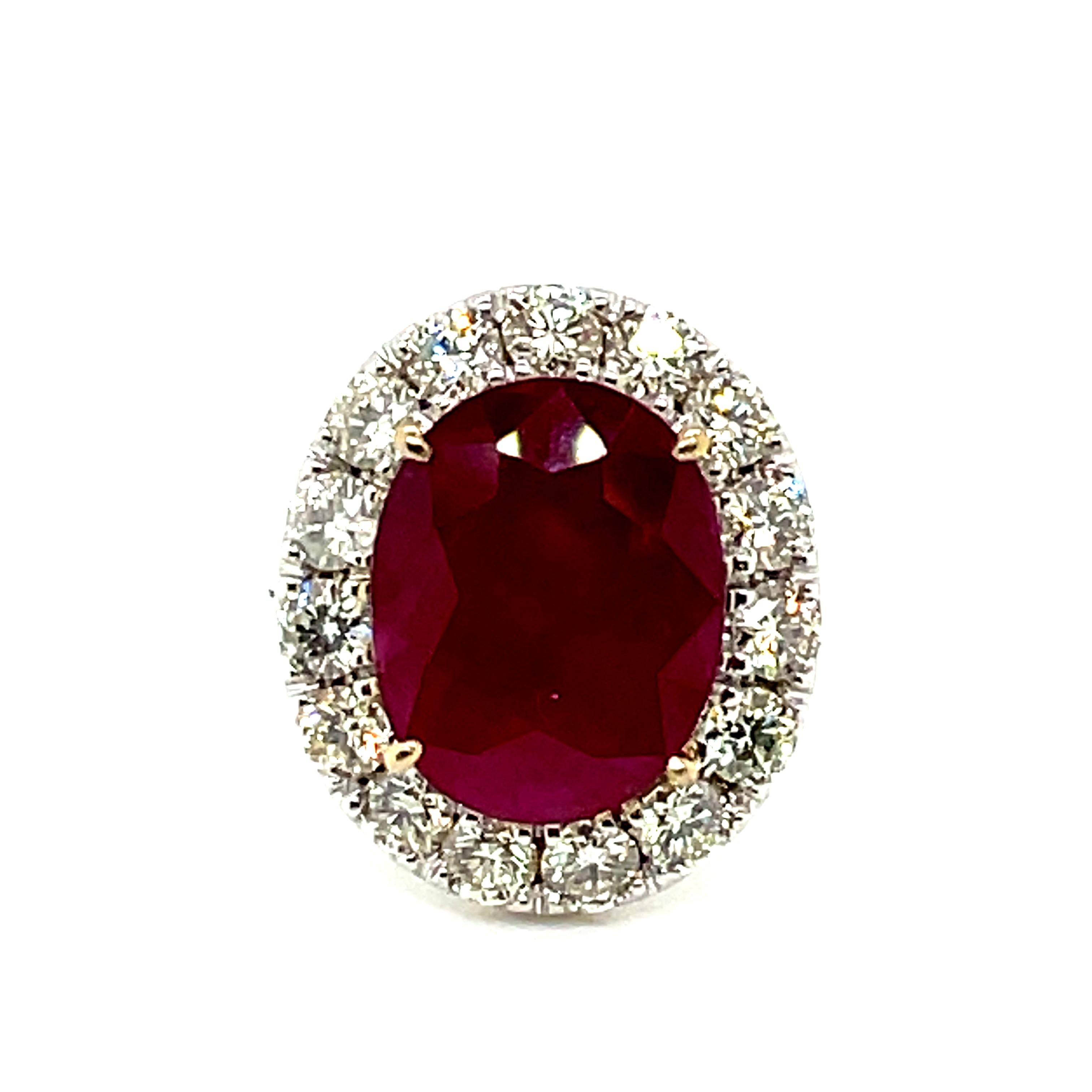 Burma (Myanmar) Ruby Cts 8.45 and Diamond Engagement Ring with GRS ...