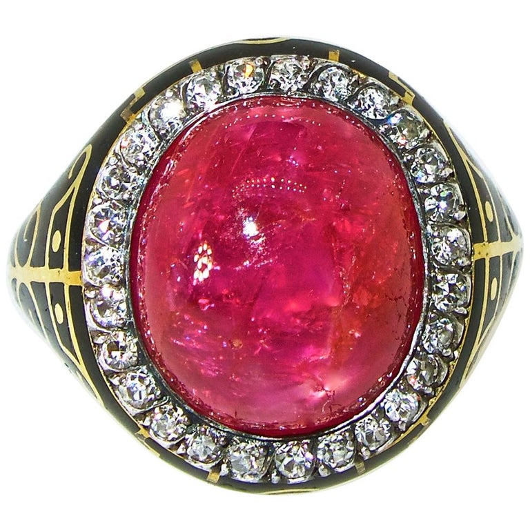 Burma Ruby, AGL Certified Unheated, and Diamond Antique Ring For Sale ...
