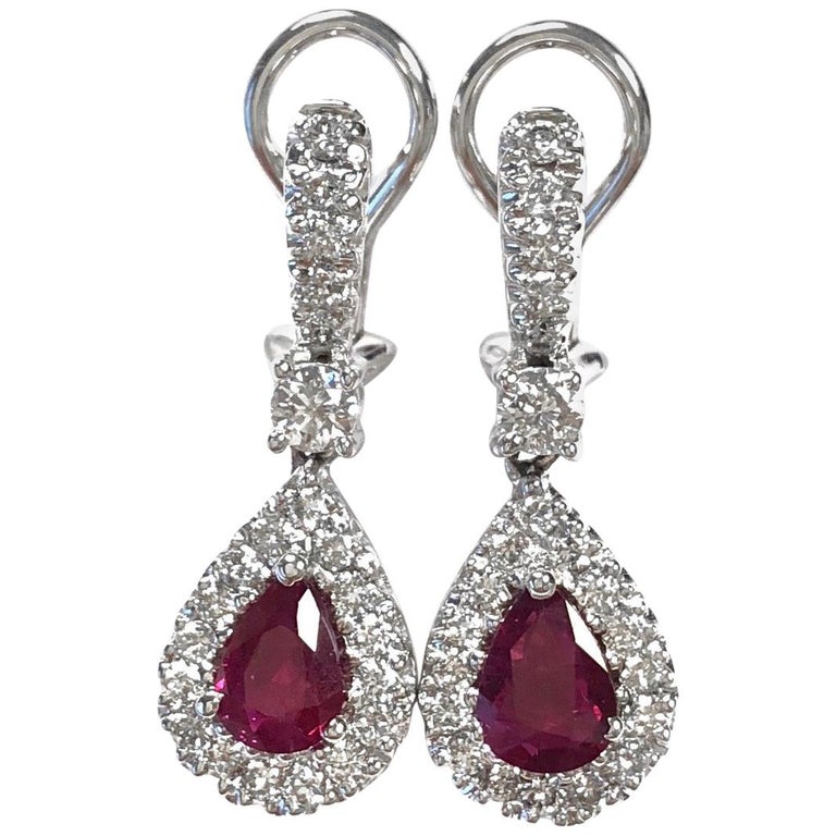 Burma Ruby and Diamond Earrings at 1stDibs