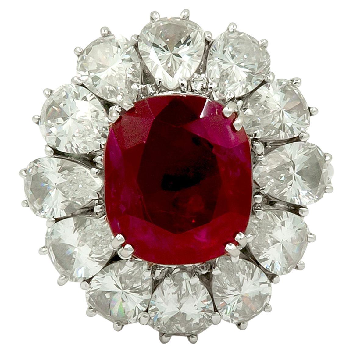 Burmese Ruby Diamond Engagement Ring at 1stDibs