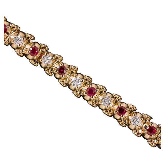Ruby Diamond 18 Karat Gold Slider Tennis Bracelet For Sale At 1stdibs