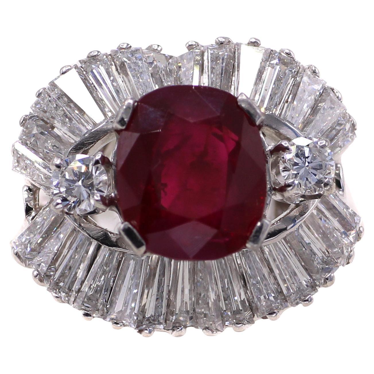 Burmese Untreated Ruby And Diamond Ring at 1stDibs