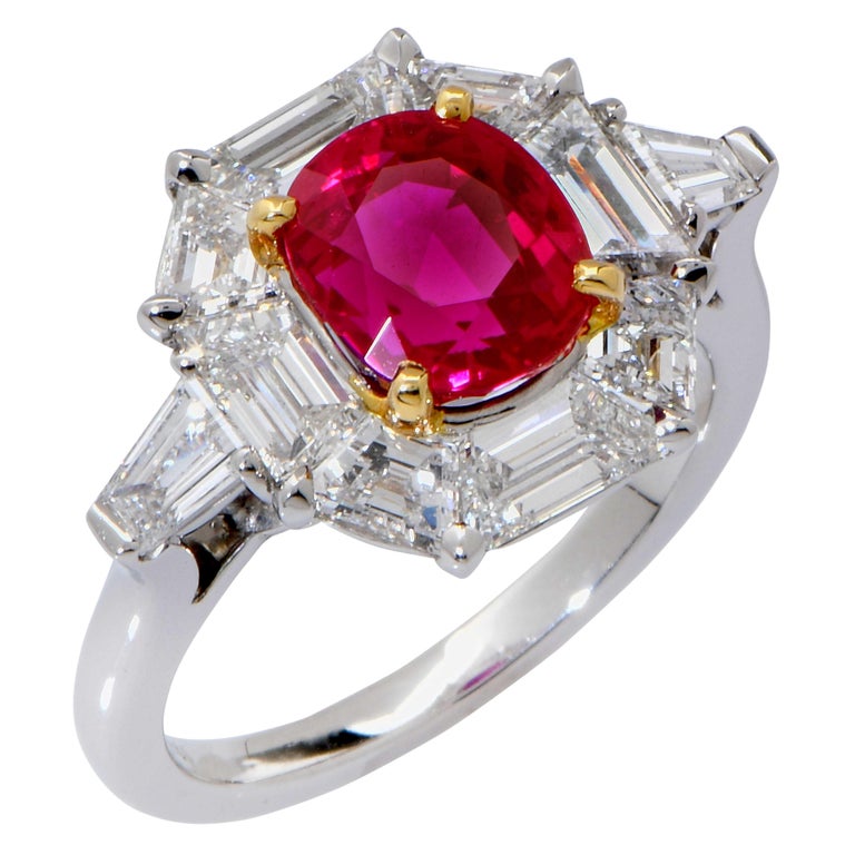 Burma Ruby Rare AGL "Classic Burma" No Heat Set in Diamond Gold ...