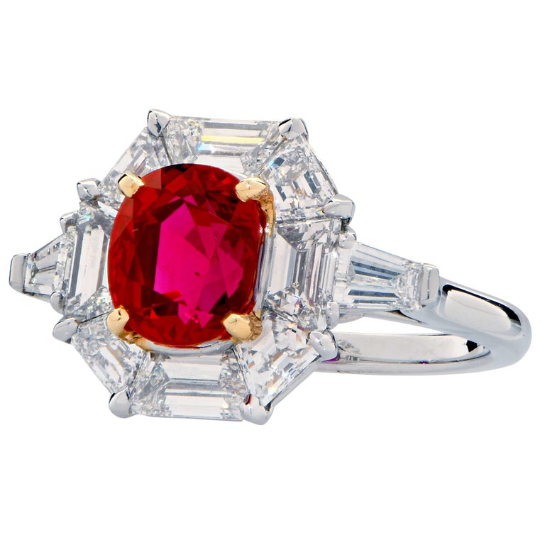Burma Ruby Rare AGL "Classic Burma" No Heat Set in Diamond Gold ...