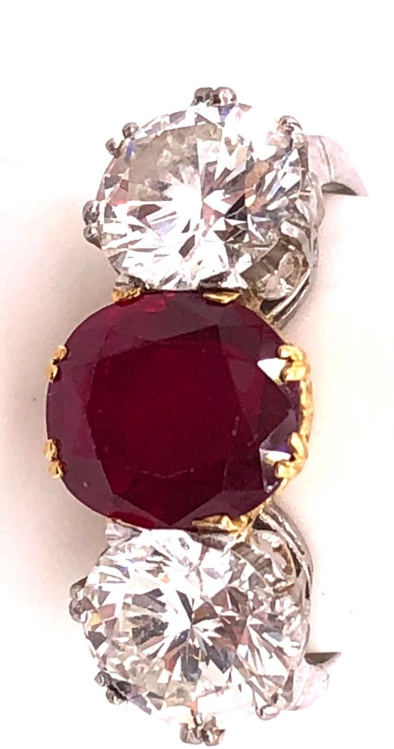 Burma Ruby Red and Diamond Dinner Ring, Engagement Ring For Sale at 1stDibs