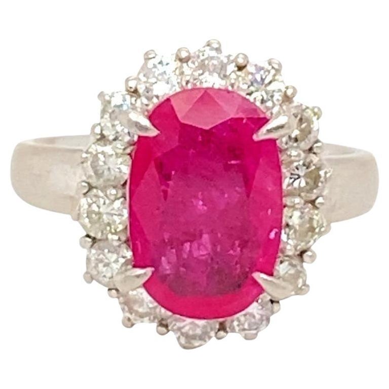 Burma Ruby Ring with Diamonds For Sale at 1stDibs
