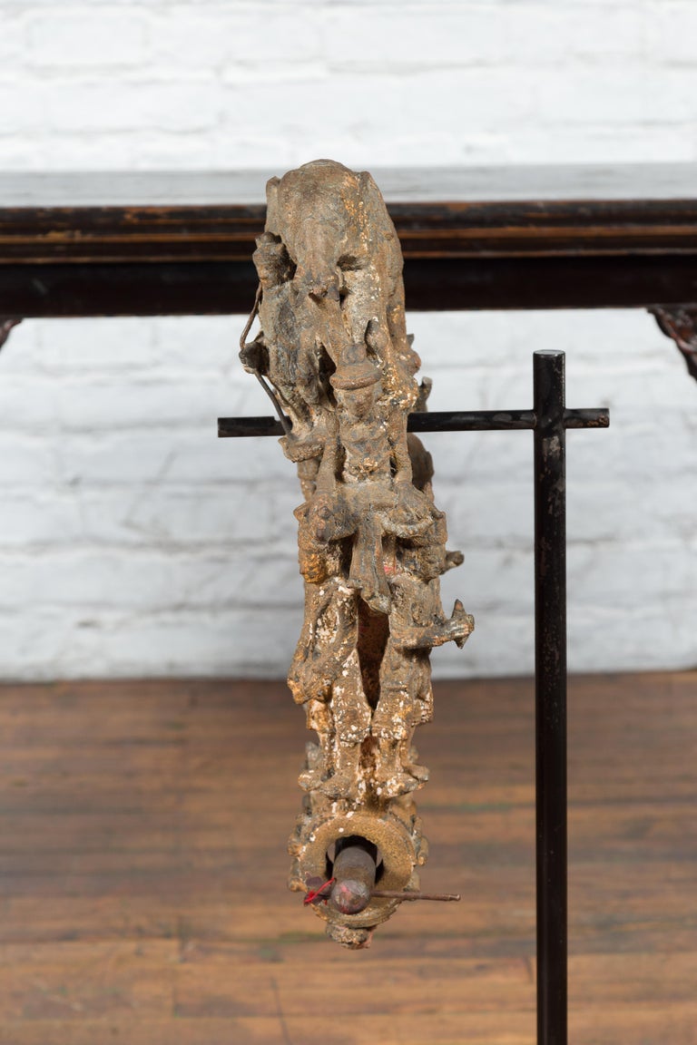 Burmese 18th Century Cast Bronze Buddhist Temple Bell Bracket with ...