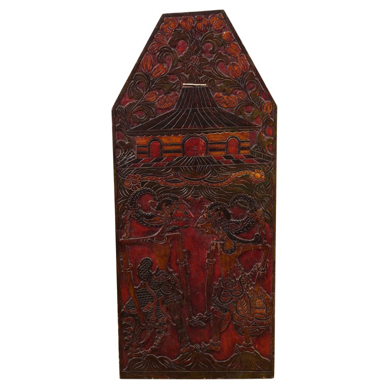 Burmese 19th Century Hand-Carved and Painted Wooden Puppet Show Sign ...