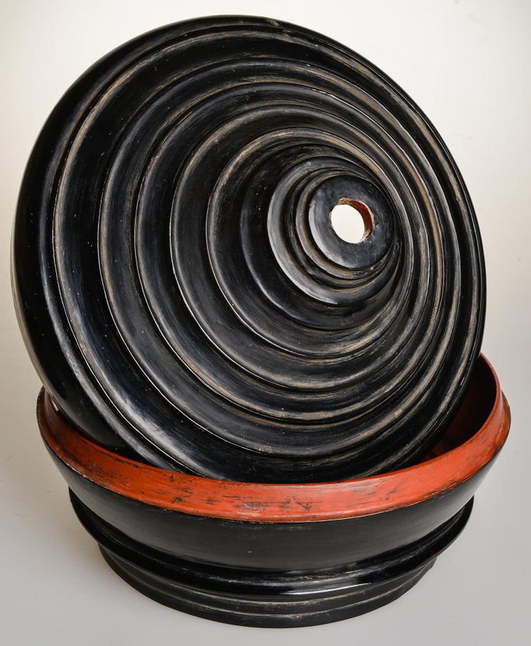 Burmese Black Lacquered Temple Offering Box at 1stDibs