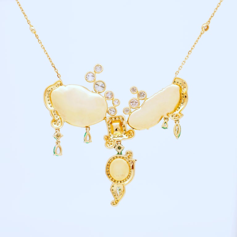 Burmese Jadeite Jade and Fancy Color Diamond Necklace, 18K Gold, Austy ...
