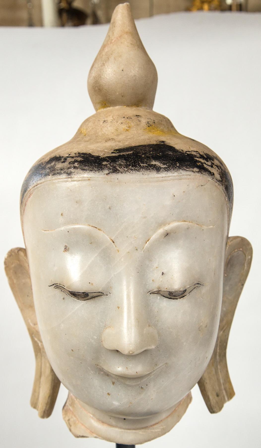 Burmese Marble Head of the Buddha at 1stDibs