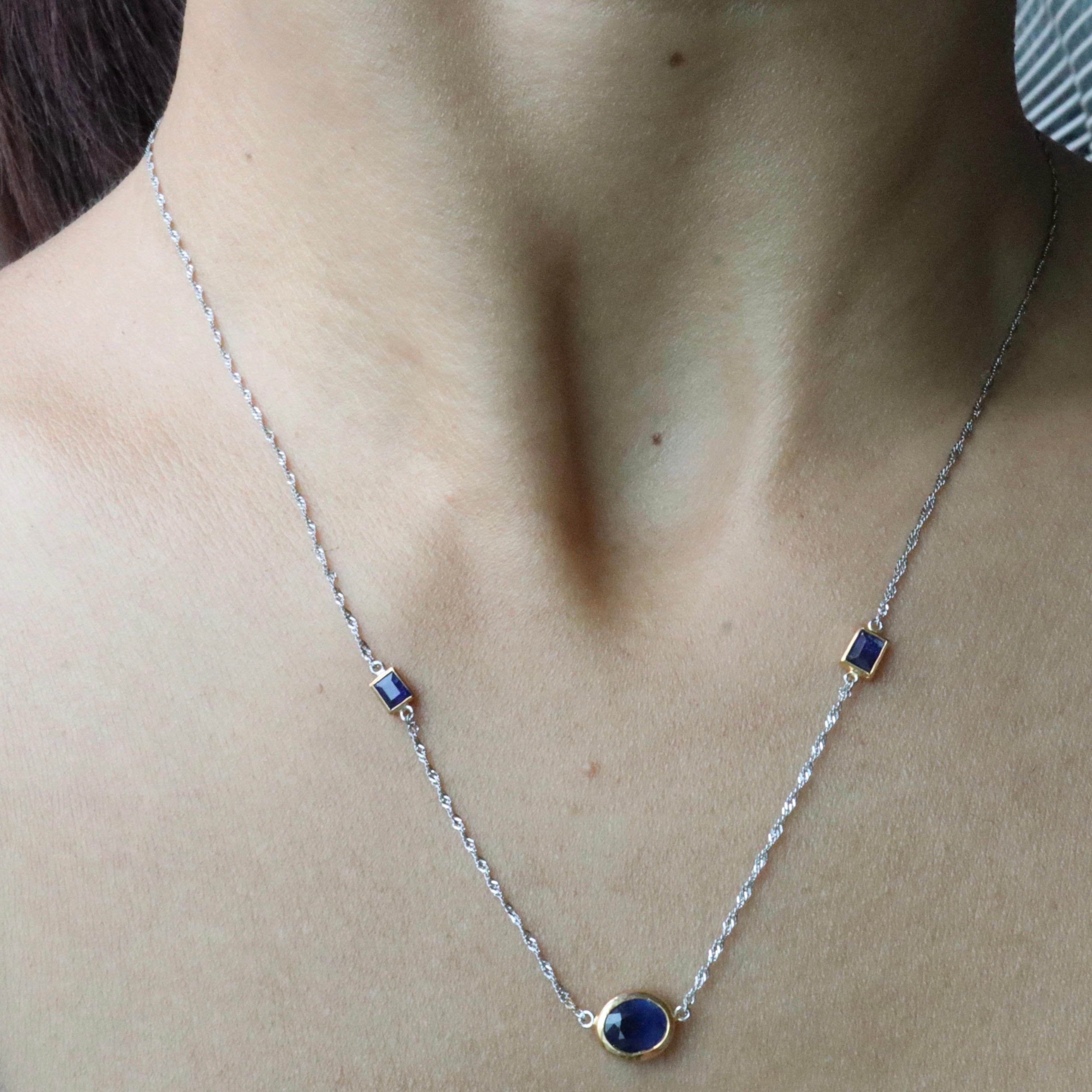 Burmese No Heat Blue Sapphire Yard Necklace For Sale at 1stDibs