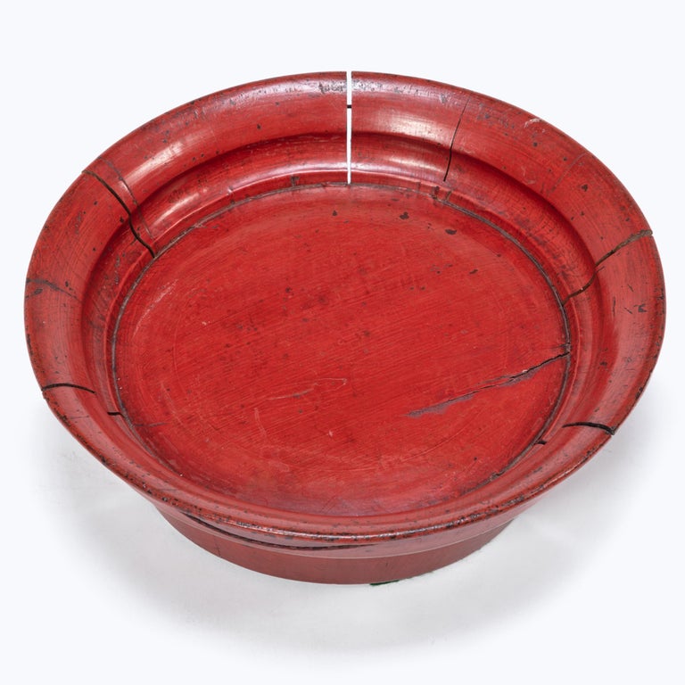 Burmese Red Lacquer Pedestal Tray at 1stDibs