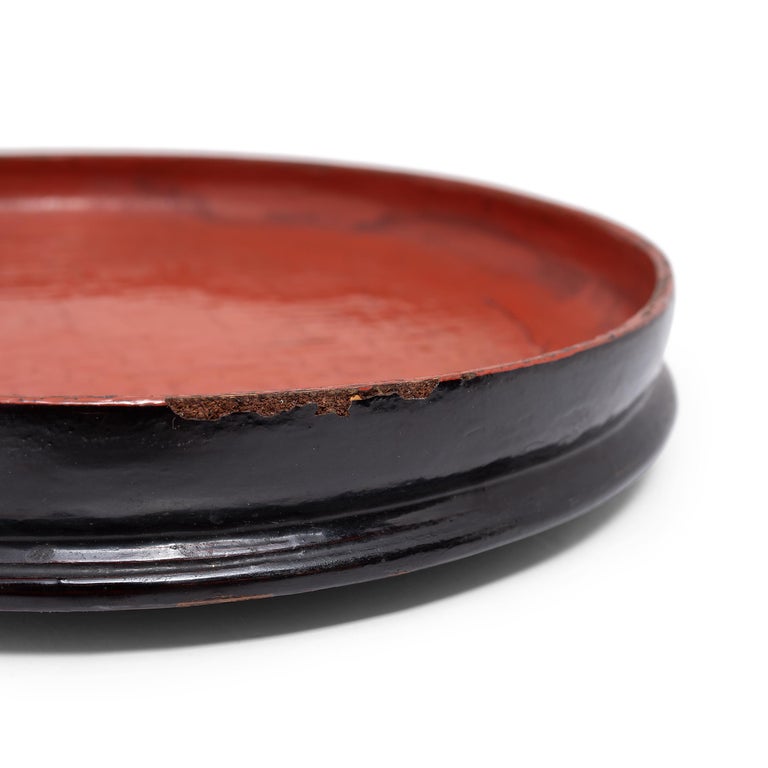 Burmese Red Lacquer Tray, c. 1900 For Sale at 1stDibs