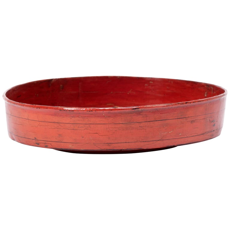 Burmese Red Lacquer Tray, circa 1900 at 1stDibs