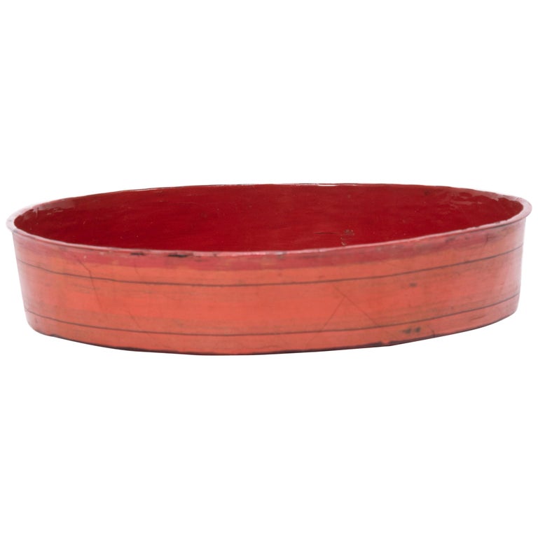 Burmese Red Lacquer Tray, circa 1900 at 1stDibs