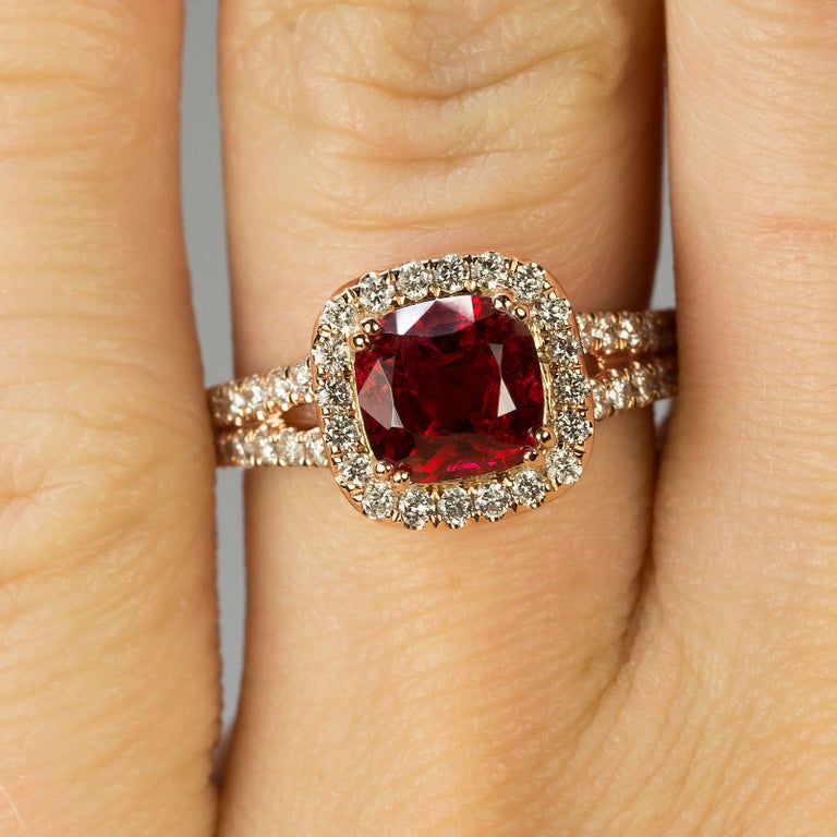 Burmese Red Spinel in Rose Gold Ring at 1stDibs