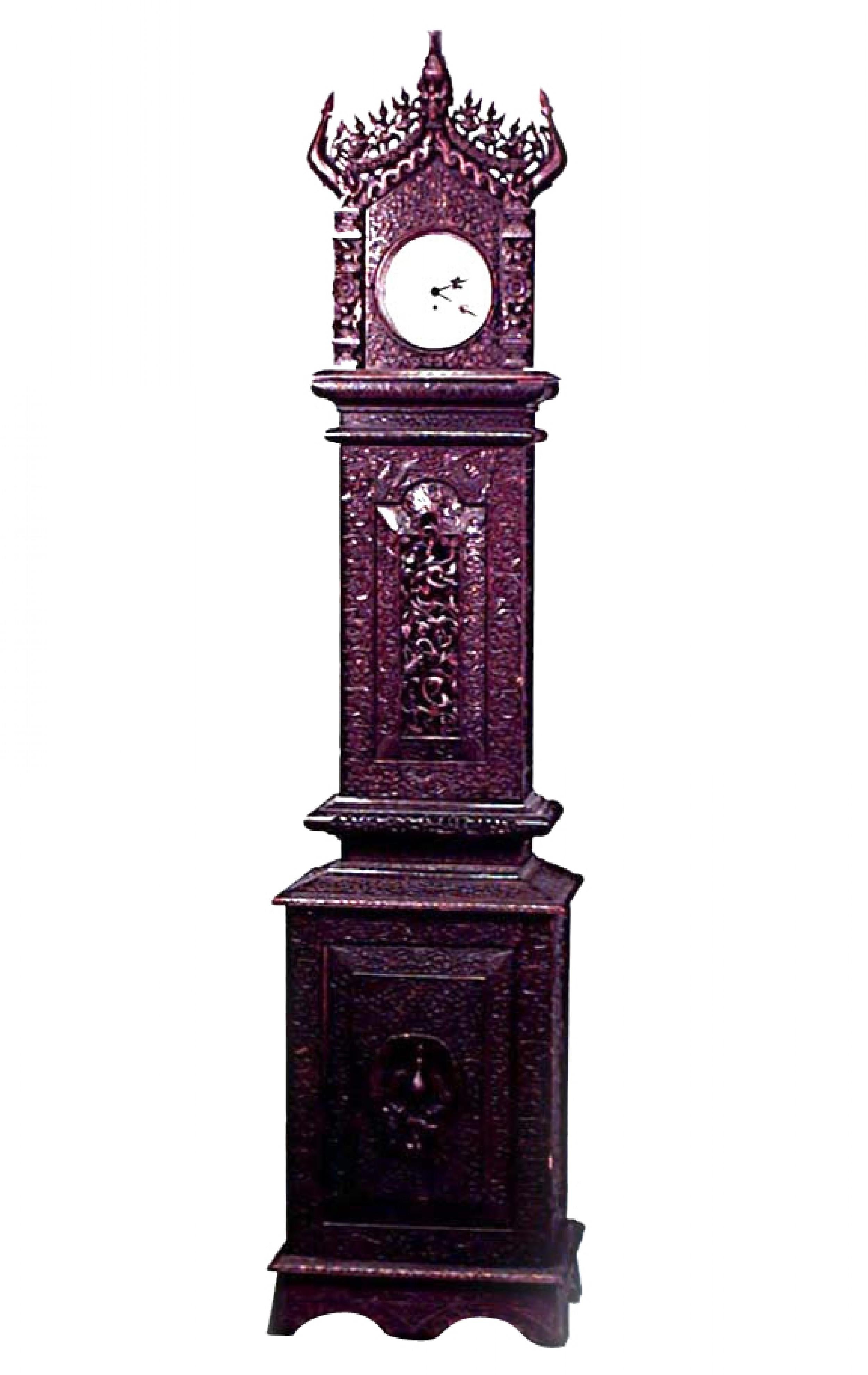 Burmese Rosewood Grandfather Clock For Sale at 1stDibs