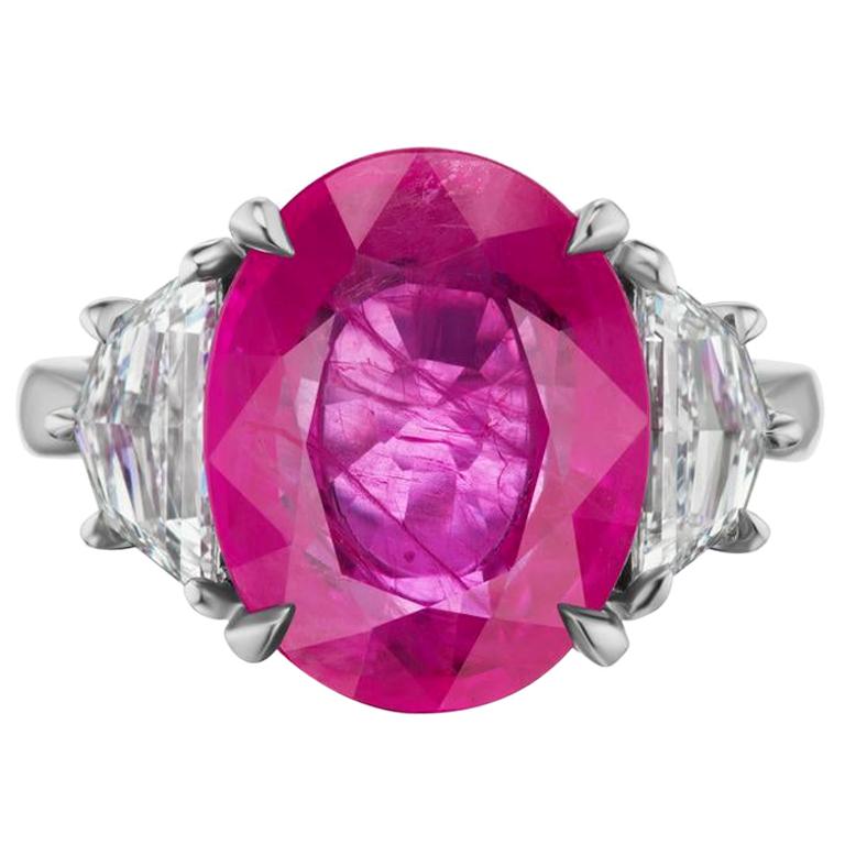 6.19 Carat Burma Star Ruby Diamond Platinum Ring For Sale at 1stDibs