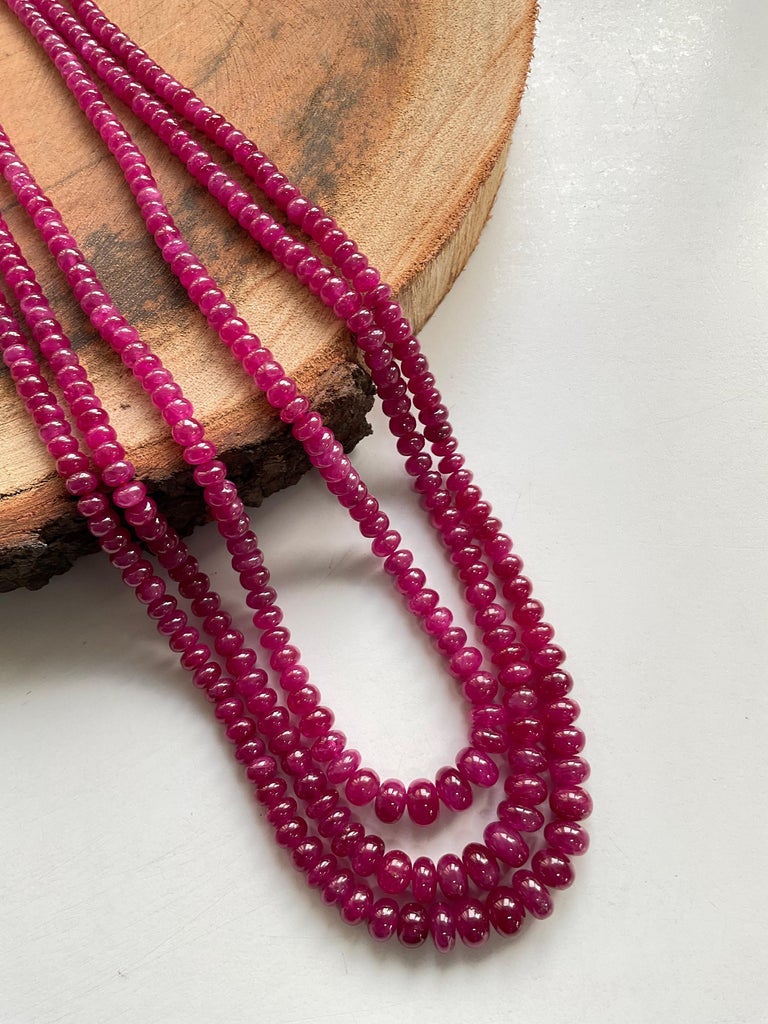 Burmese Ruby Beaded Jewelry Necklace Rondelle Beads Gem Quality For ...