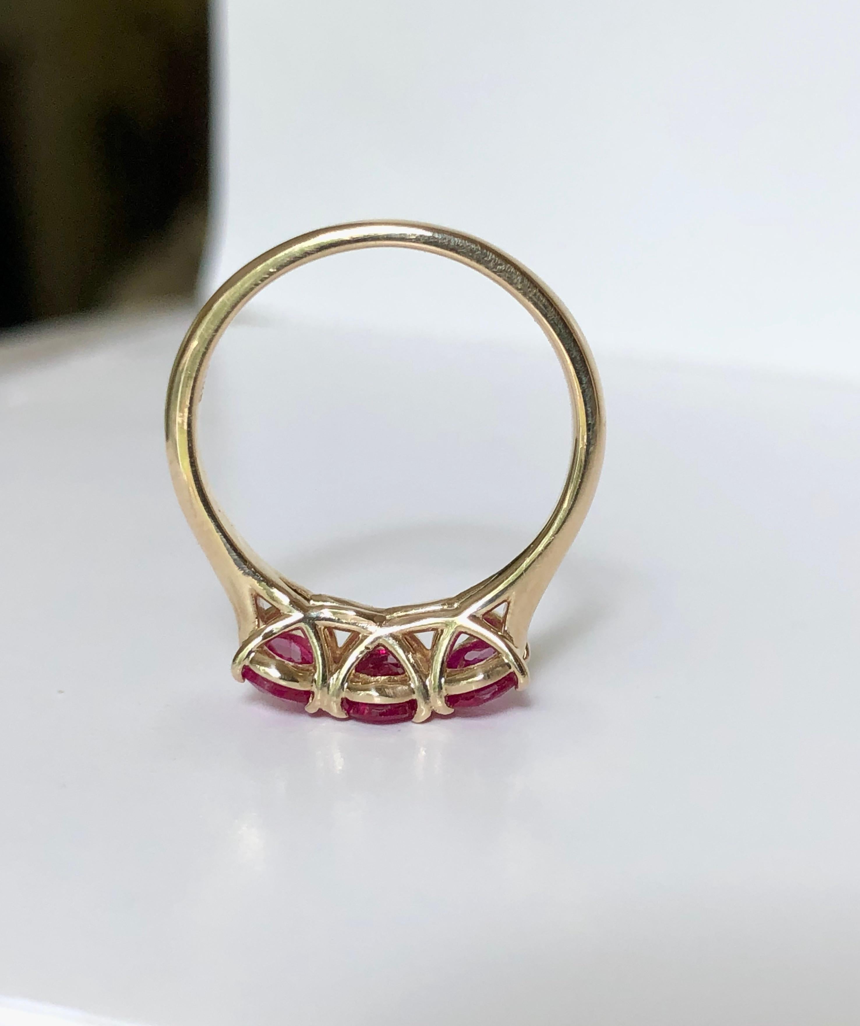 Burmese Ruby Trilogy Ring Yellow Gold at 1stDibs | three ruby ring ...