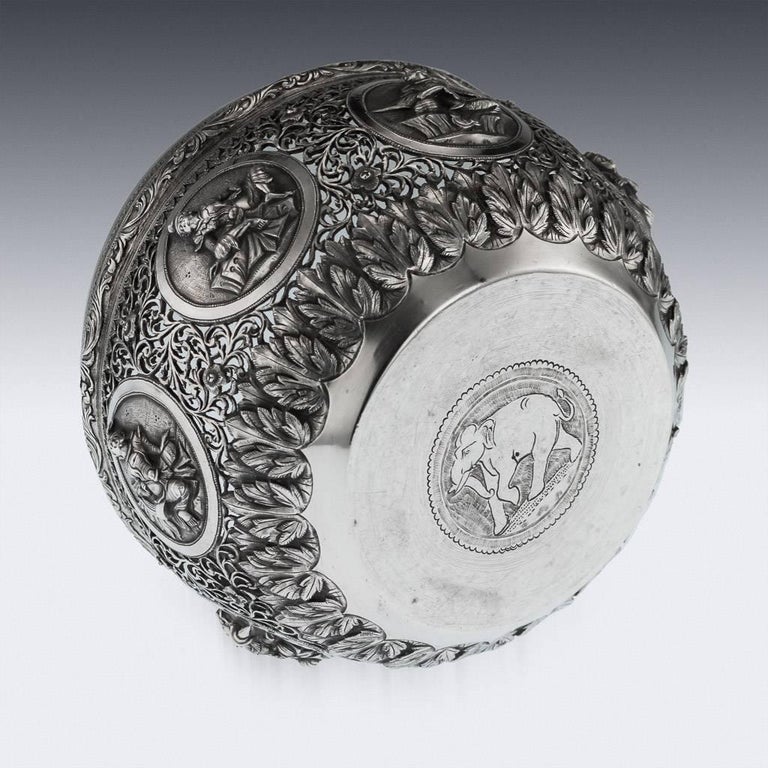 Burmese Silver Bowl, Rangoon, Elephant Mark, circa 1900 at 1stDibs