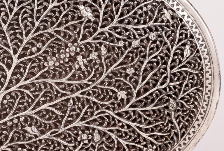 Burmese Silver Tree of Life Oval Lidded Box For Sale at 1stDibs